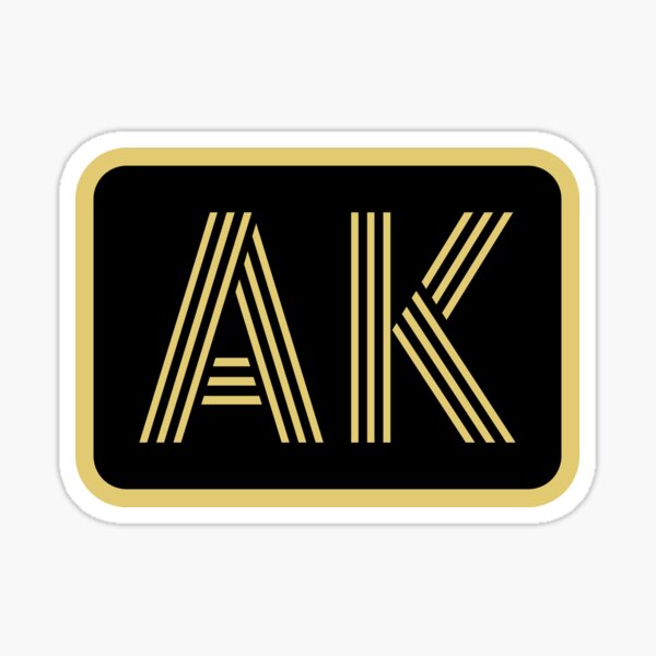"AK Initials Gold Geometric Letters" Sticker for Sale by jeallan ...
