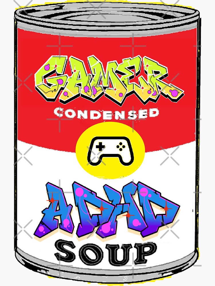 "AdHd Gamer Soup 1" Sticker for Sale by LowEndGraphics | Redbubble