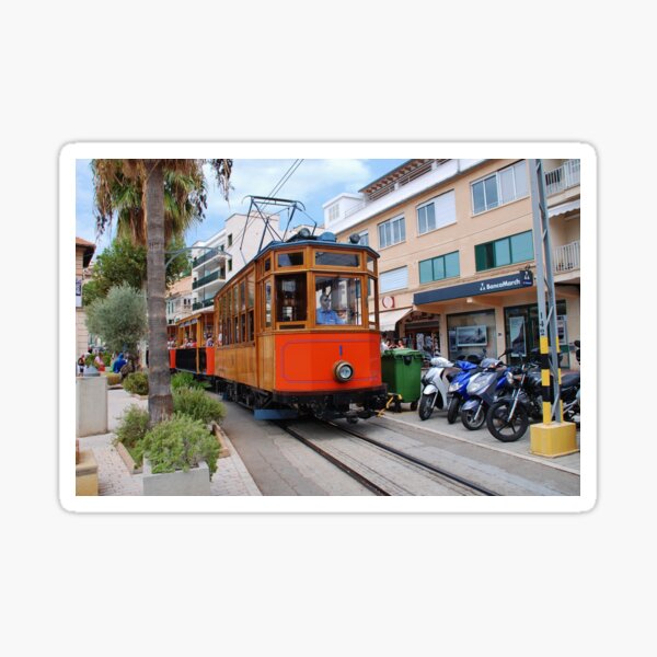 "Vintage Soller tram, Majorca" Sticker by DAVIDFOWLER | Redbubble