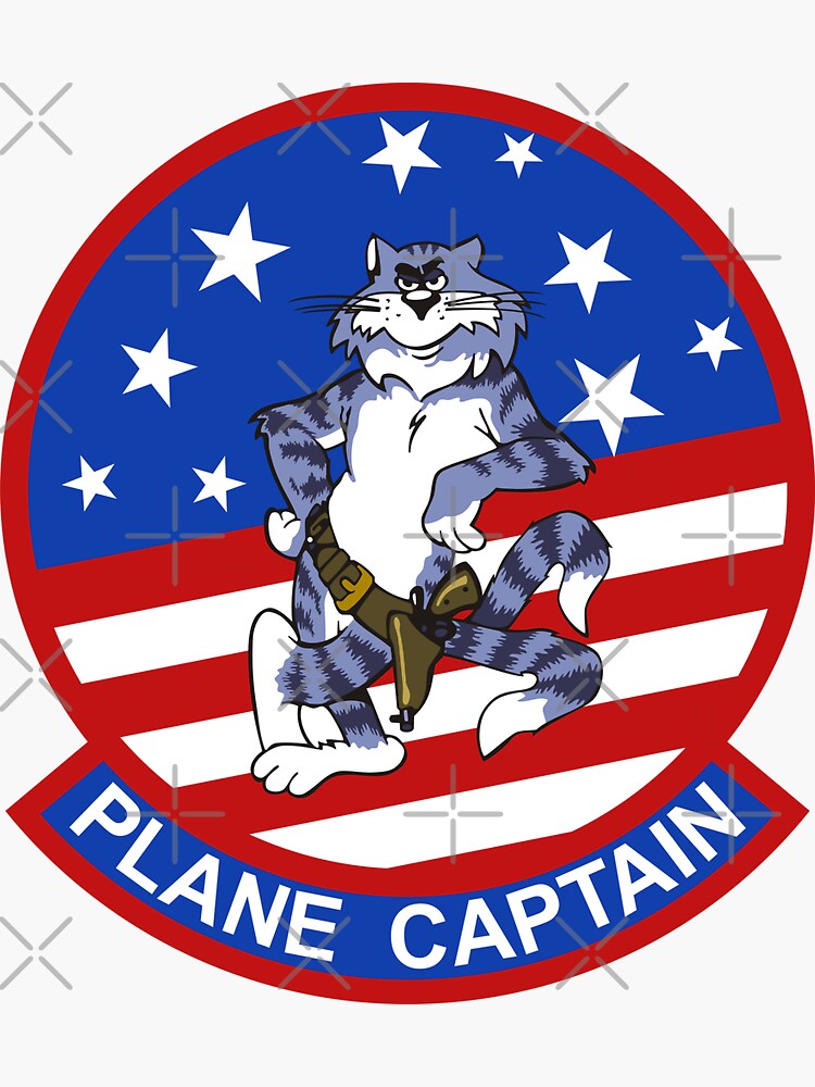 "Tomcat Plane Captain" Sticker for Sale by MBK13 | Redbubble