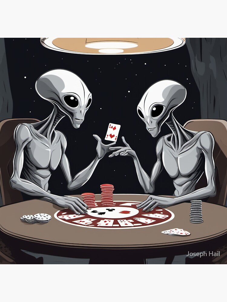 "Aliens playing cards" Sticker for Sale by Joseph Hail | Redbubble