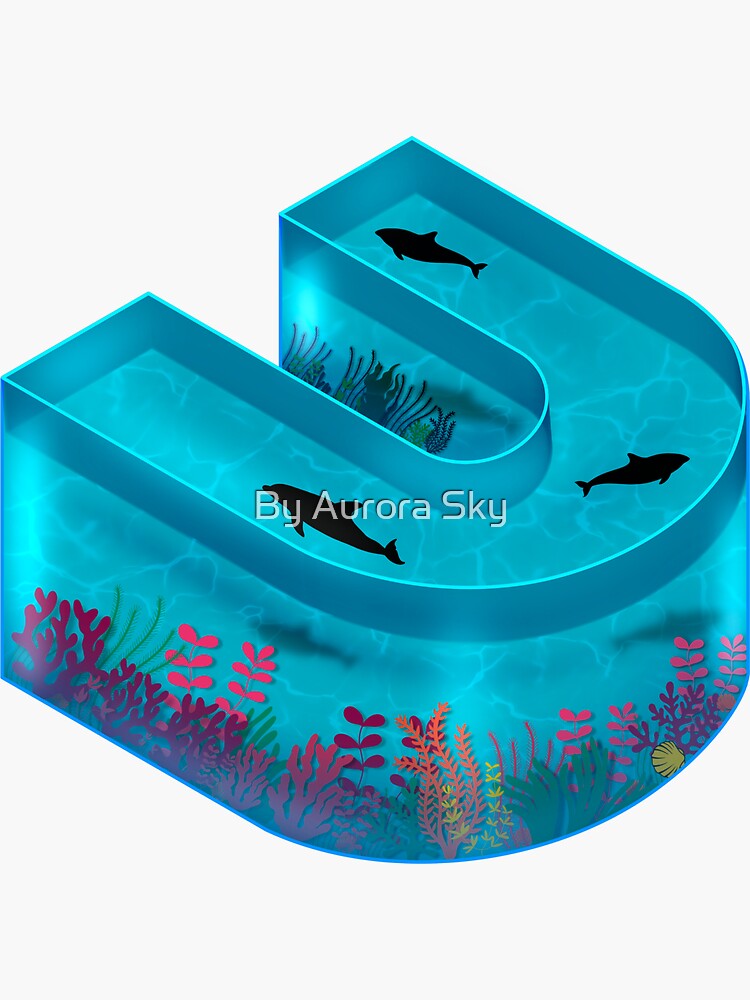 "Aquarium Letter U Underwater Fish Tank Monogram" Sticker for Sale by ...