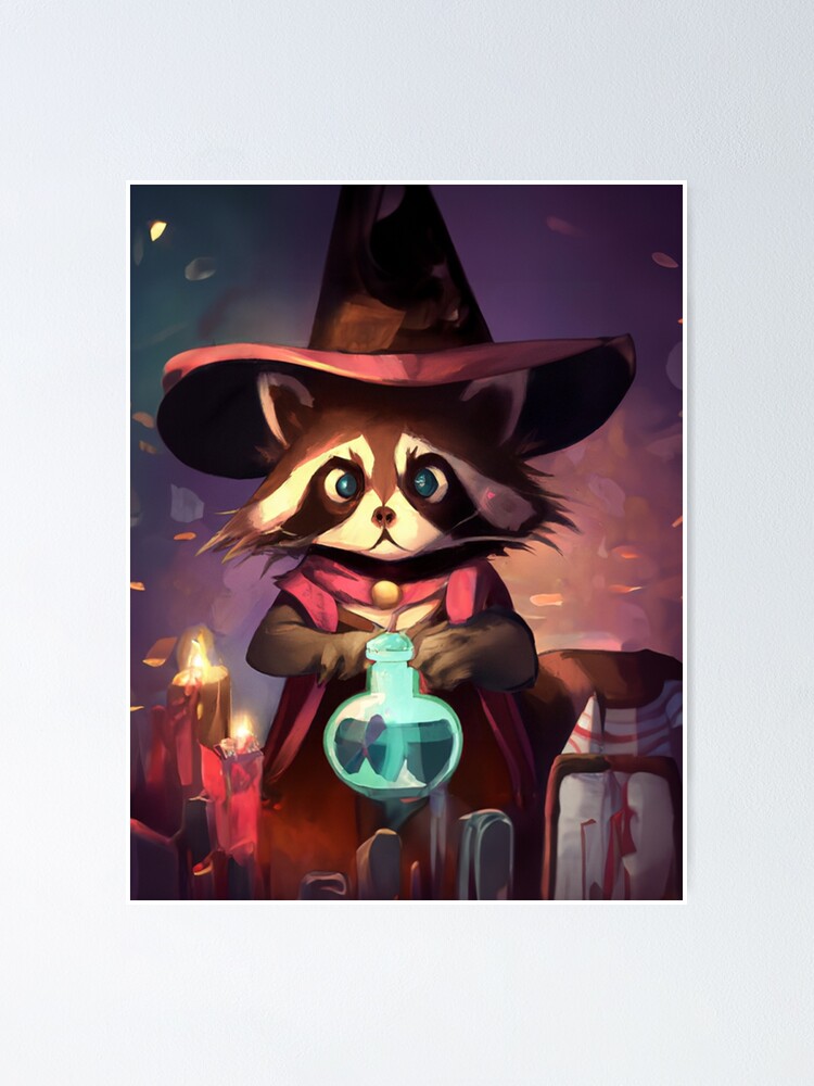"Halloween Raccoon Witch" Poster for Sale by Jordxnr | Redbubble