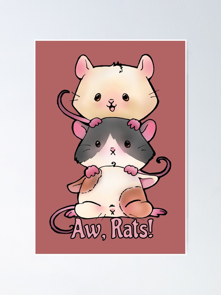 "Aw, Rats! Kawaii Rat Pile" Poster for Sale by LyddieDoodles | Redbubble