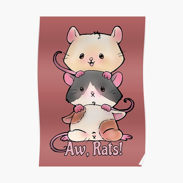 "Aw, Rats! Kawaii Rat Pile" Poster for Sale by LyddieDoodles | Redbubble