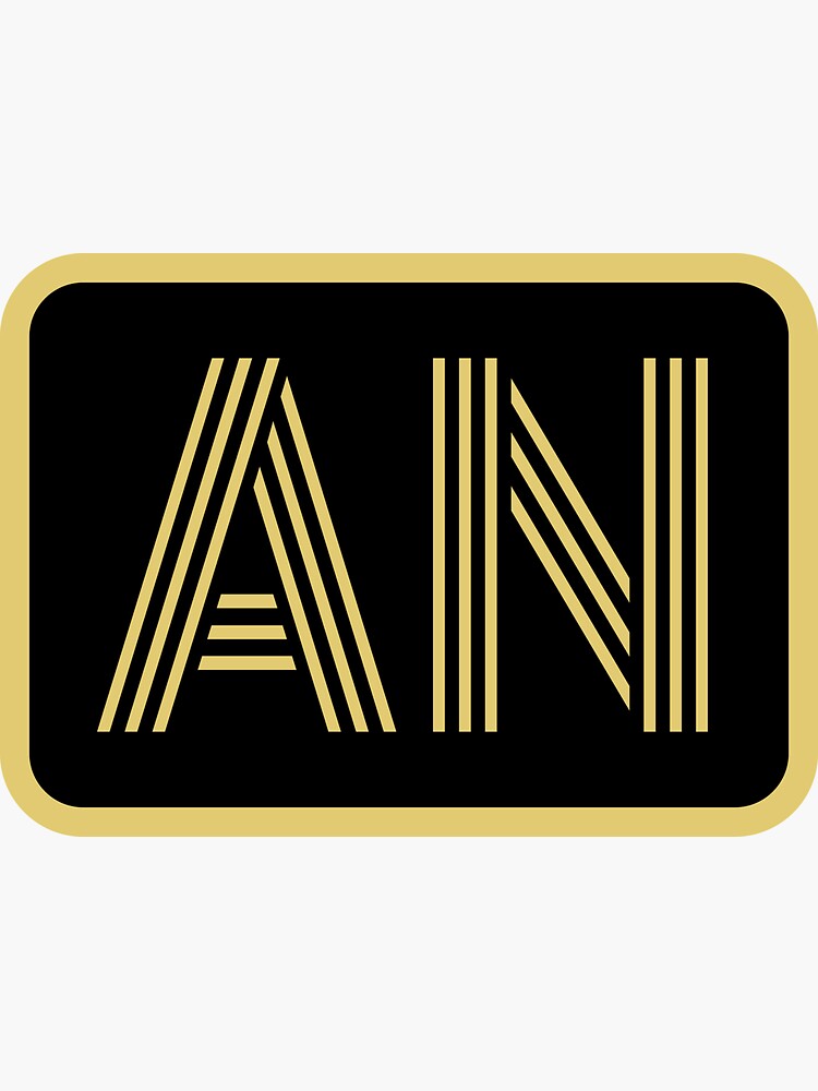"AN Initials Gold Geometric Letters" Sticker for Sale by jeallan ...
