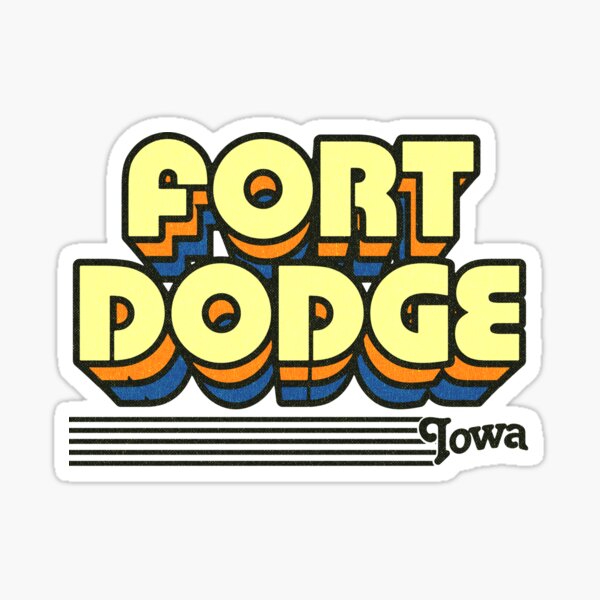 "Fort Dodge, Iowa | Retro Stripes" Sticker by retroready | Redbubble