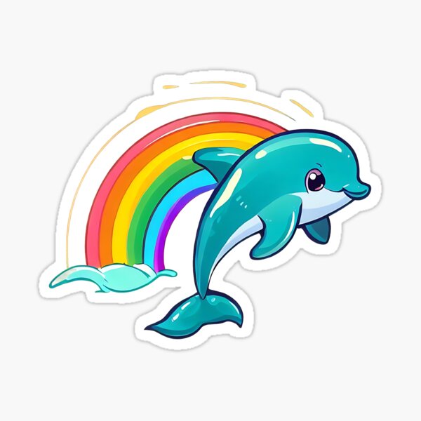 "Jumping rainbow dolphin" Sticker by phys | Redbubble