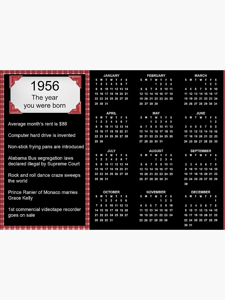 "Happy Birthday Born in 1956 Trivia Calendar" Greeting Card for Sale by ...