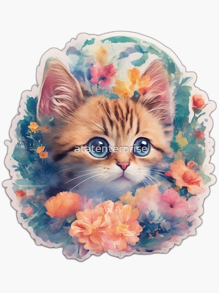 "Cute Kawaii Anime Cat" Sticker for Sale by atatenterprise | Redbubble
