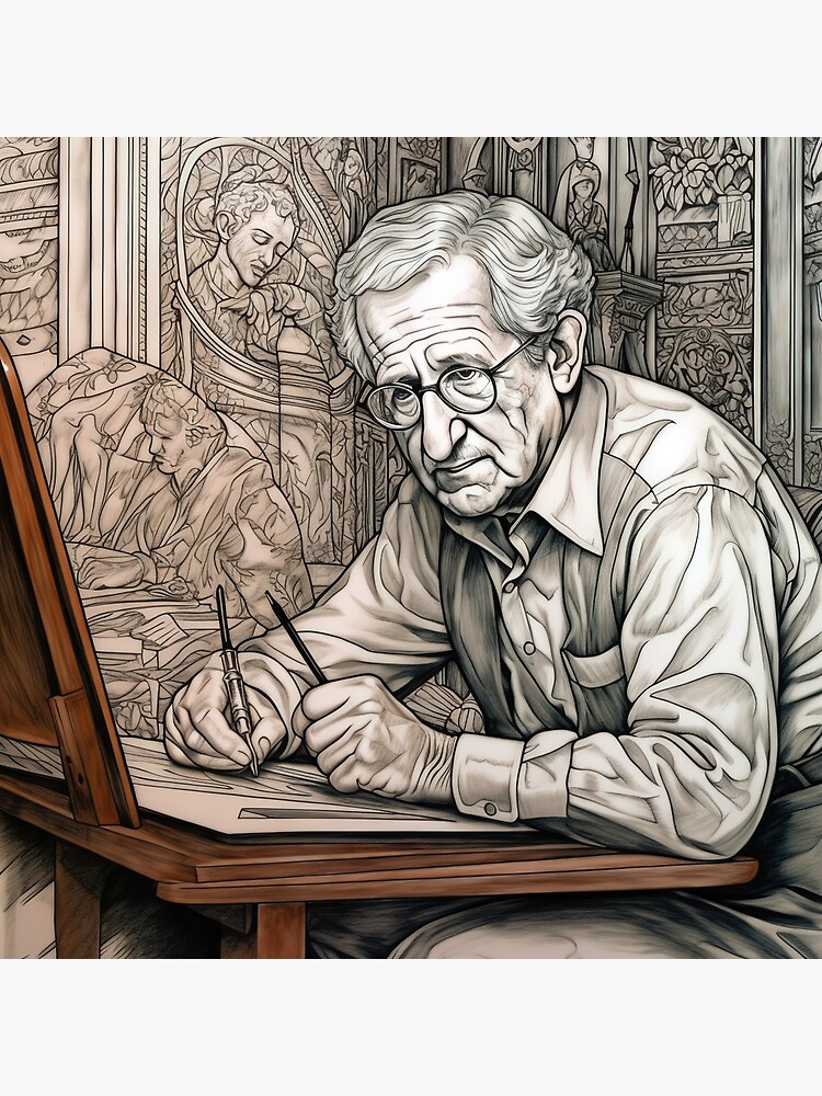 "Noam Chomsky drawing" Poster for Sale by ComicsFactory | Redbubble