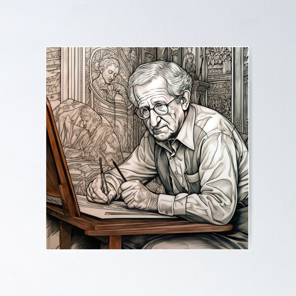 "Noam Chomsky drawing" Poster for Sale by ComicsFactory | Redbubble