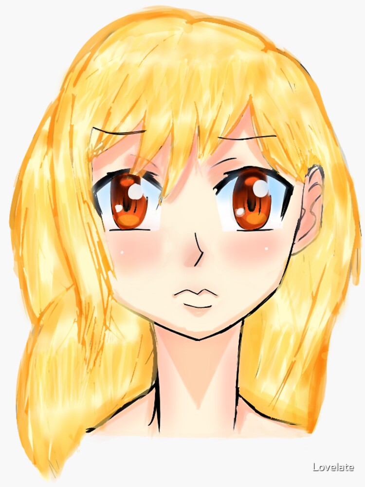 "Sad Yellow Hair Anime Girl oooooh so sad i cri ;(" Sticker for Sale by ...