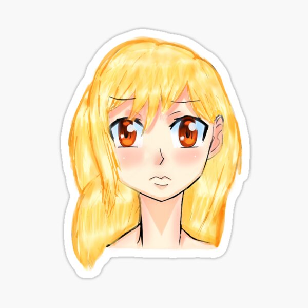 "Sad Yellow Hair Anime Girl oooooh so sad i cri ;(" Sticker for Sale by ...