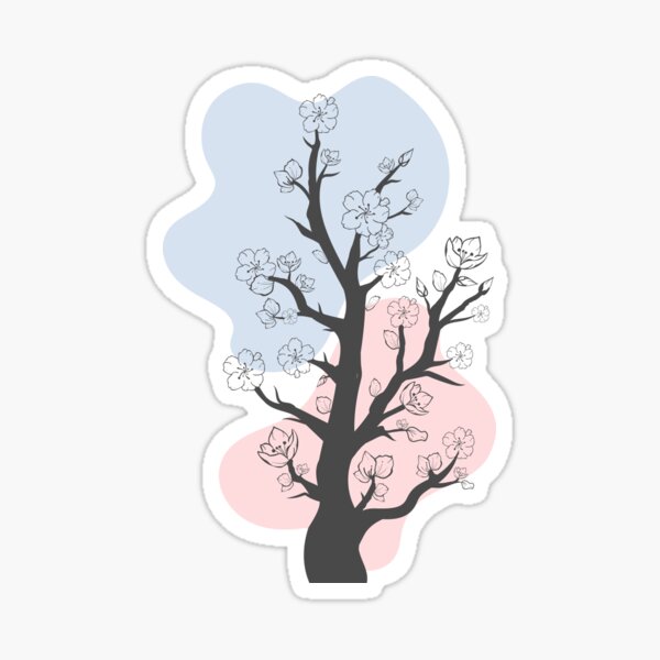 "Gorgeous Modern Hand-drawn Pastel Flower Tree " Sticker for Sale by ...