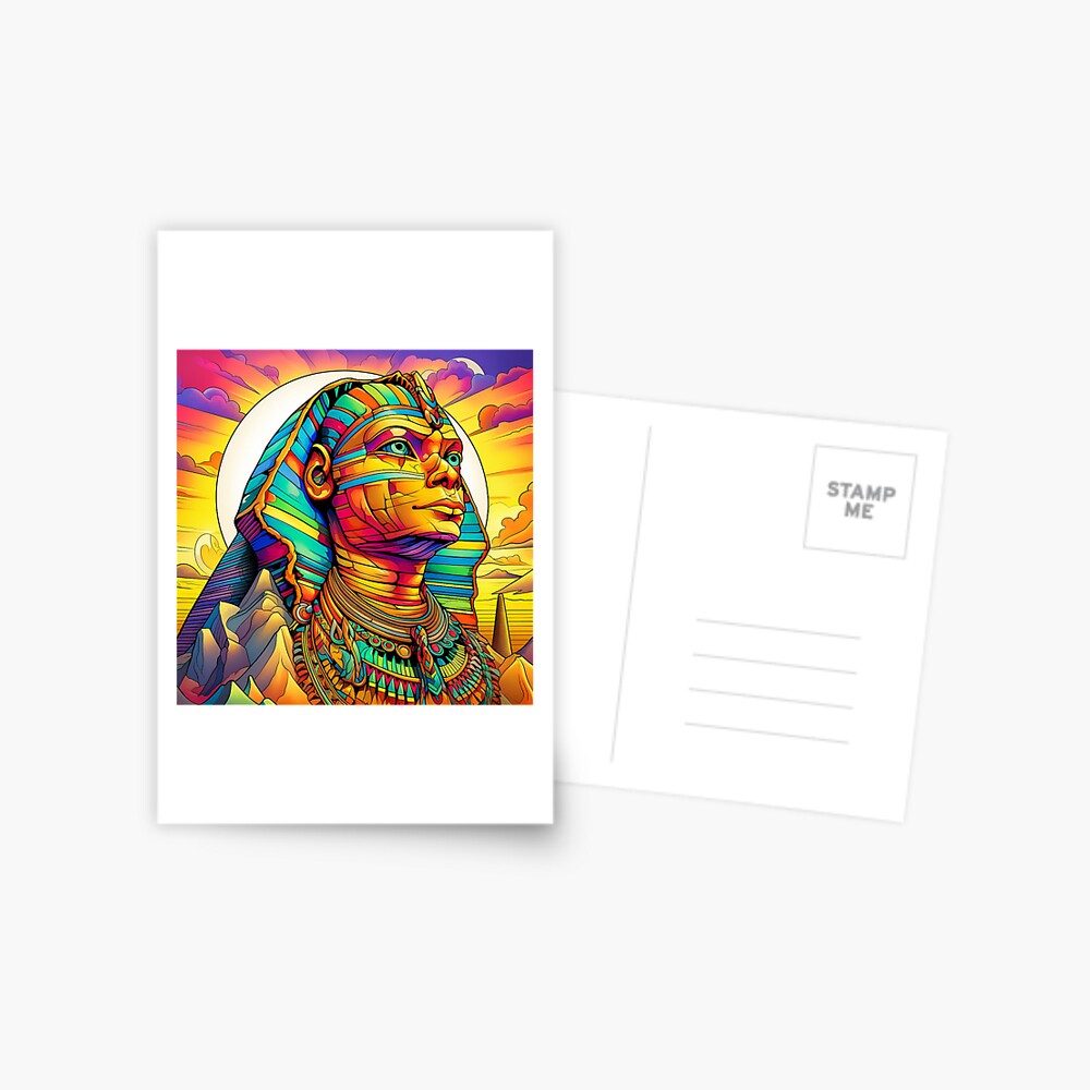"Trippy Cool Colorful Psychedelic Pharaoh Sphinx Mosaic Design" Sticker ...