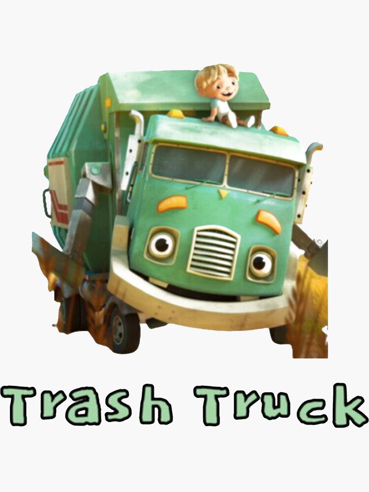"Trash Truck cartoon" Sticker for Sale by auroremierzw | Redbubble