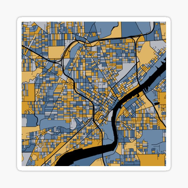 "Toledo Map Pattern in Blue & Gold" Sticker for Sale by PatternMaps ...