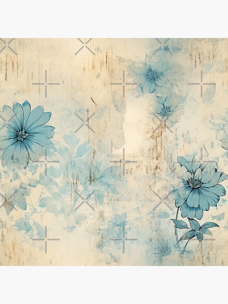 "Antique Vintage Blue Daisy Pattern" Sticker for Sale by pocketart2023 ...