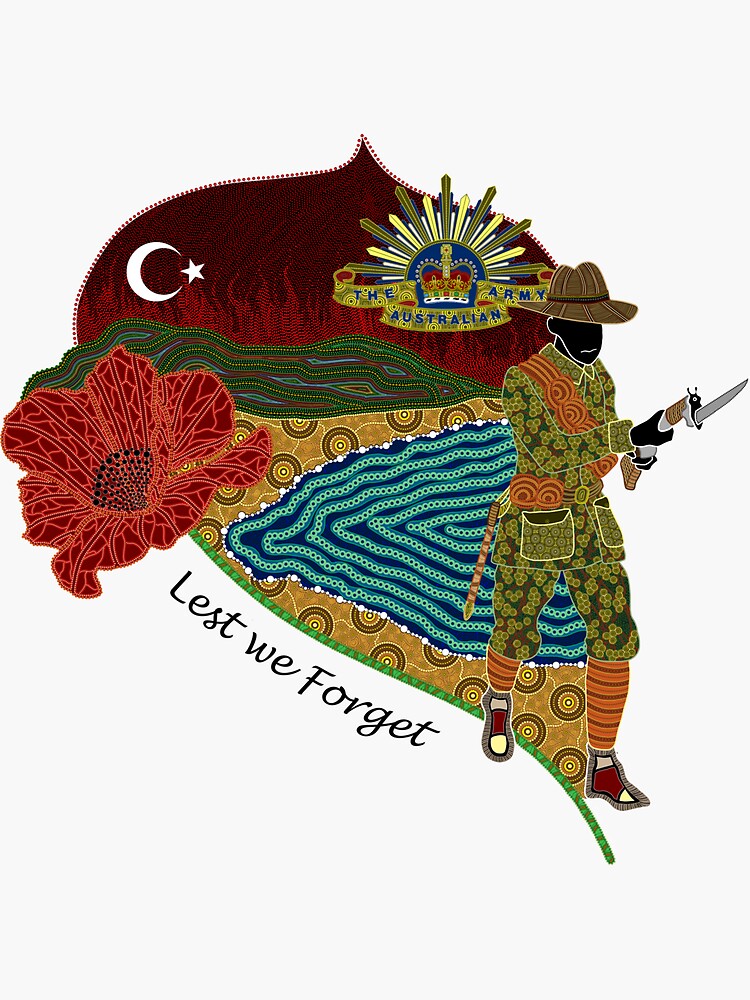 "ANZAC Day - Aboriginal Tribute" Sticker for Sale by sammyhillart ...