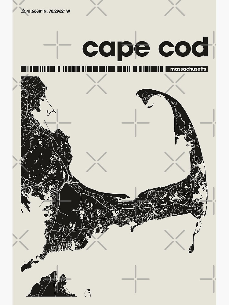 "Cape Cod, Dark Map, City of Cape Cod Map, Cape Cod Minimalist Map ...