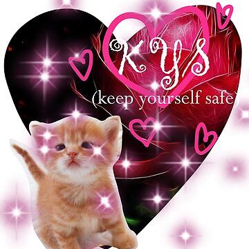"kys (keep yourself safe) orange kitten" Sticker for Sale by ...
