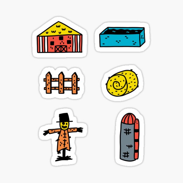 "Rustic Farm Sticker Pack - Barn, Silo, Water Trough, Hay Bale, Fence ...