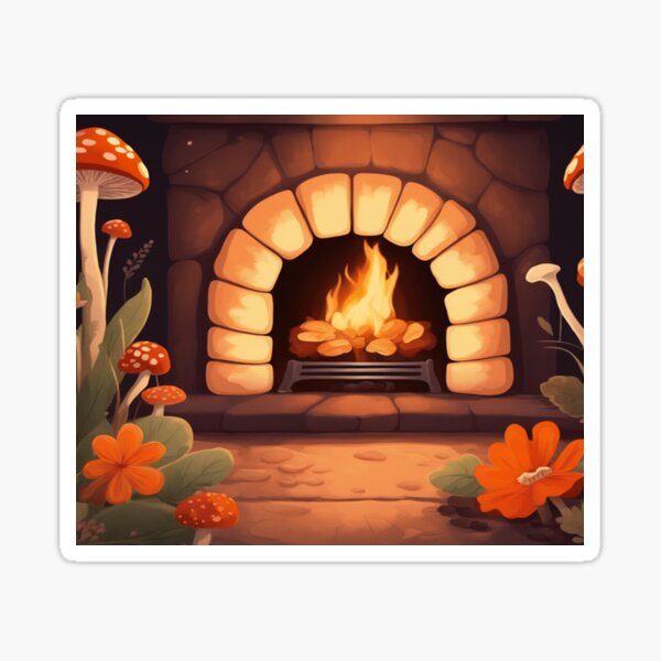 "A fireplace with a fire burning inside of it" Sticker for Sale by ilan975 | Redbubble