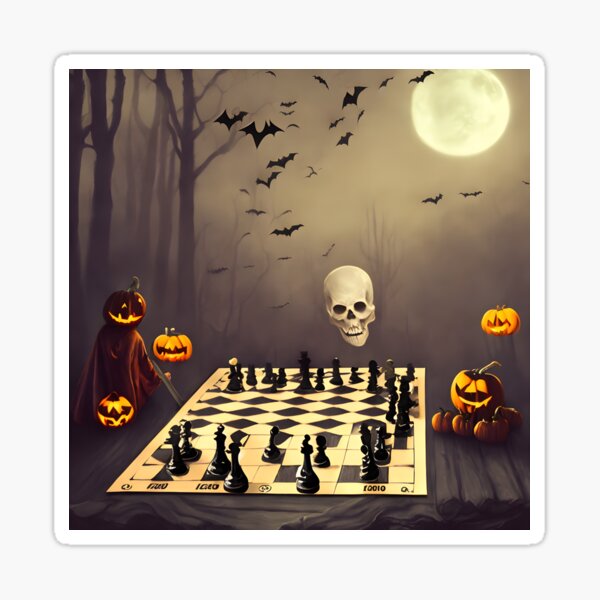 "Scary Halloween Chess" Sticker for Sale by Planetporridge | Redbubble