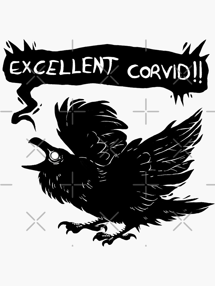 "Excellent corvid" Sticker for Sale by Fishtrouts | Redbubble