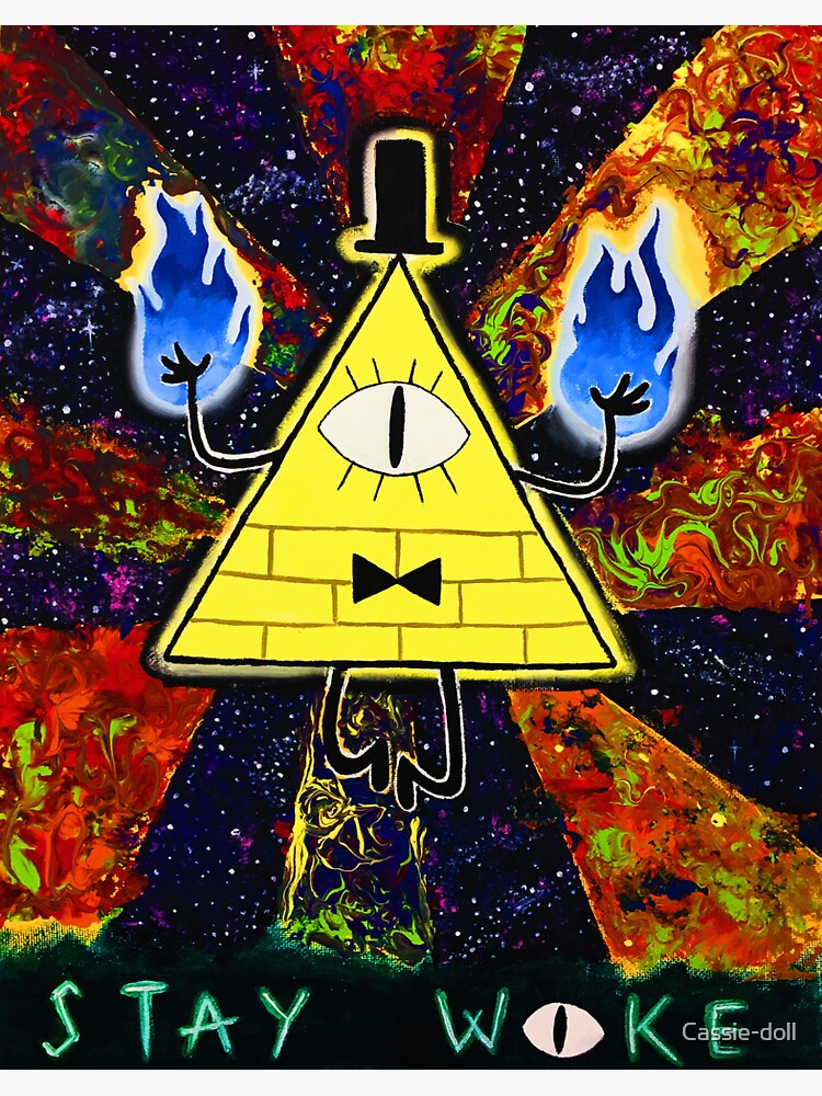 "Bill Cipher Stay Woke" Sticker for Sale by Cassie-doll | Redbubble
