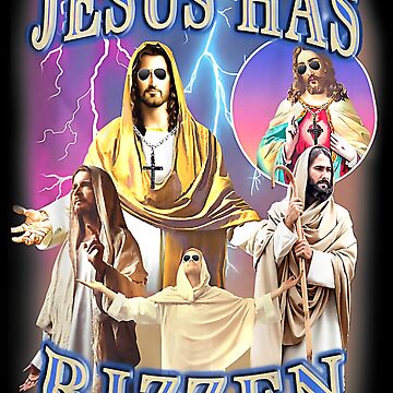 "Jesus Has Rizzen on back - He Is Rizzen Jesus Rizz" Sticker for Sale ...