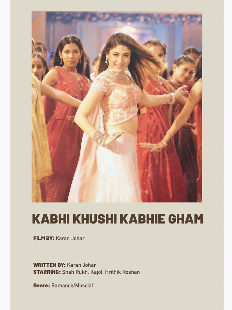 "Kabhi Khushi Kabhie Gham - minimalist movie " Sticker for Sale by elia ...