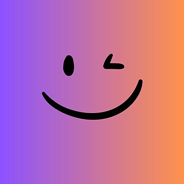 "Smiley face with purple, pink and orange gradient background" Sticker ...