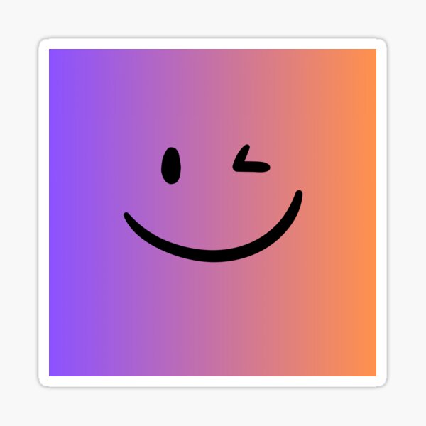 "Smiley face with purple, pink and orange gradient background" Sticker ...