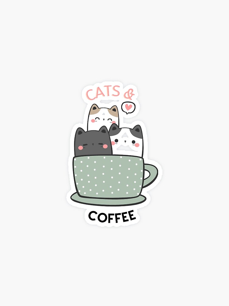 "Cats & Coffee" Sticker for Sale by DoryArt | Redbubble