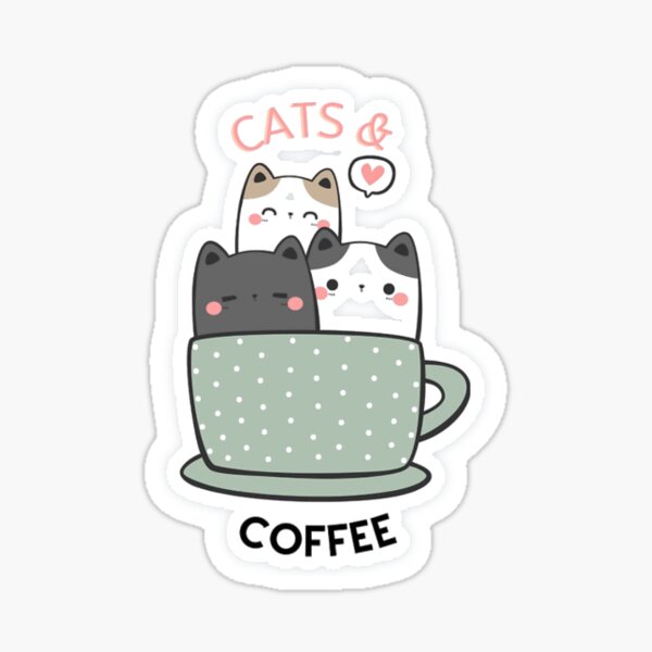 "Cats & Coffee" Sticker for Sale by DoryArt | Redbubble