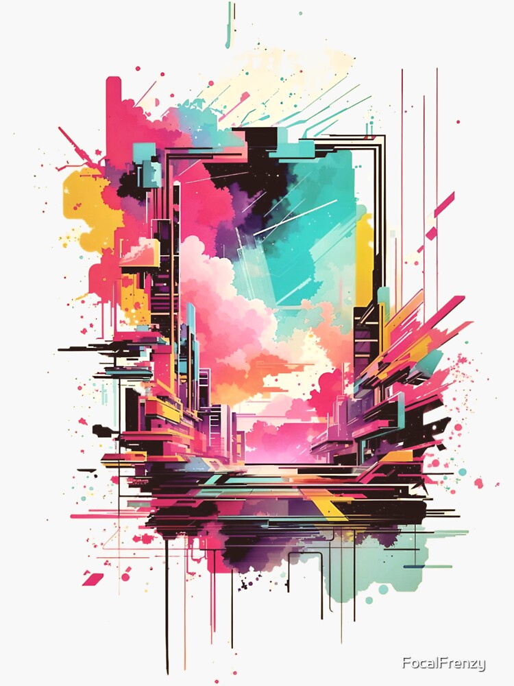 "80s Inspired Watercolor Glitch" Sticker for Sale by Kyle Aungst ...