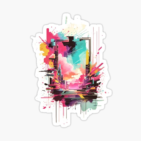"80s Inspired Watercolor Glitch" Sticker for Sale by Kyle Aungst ...