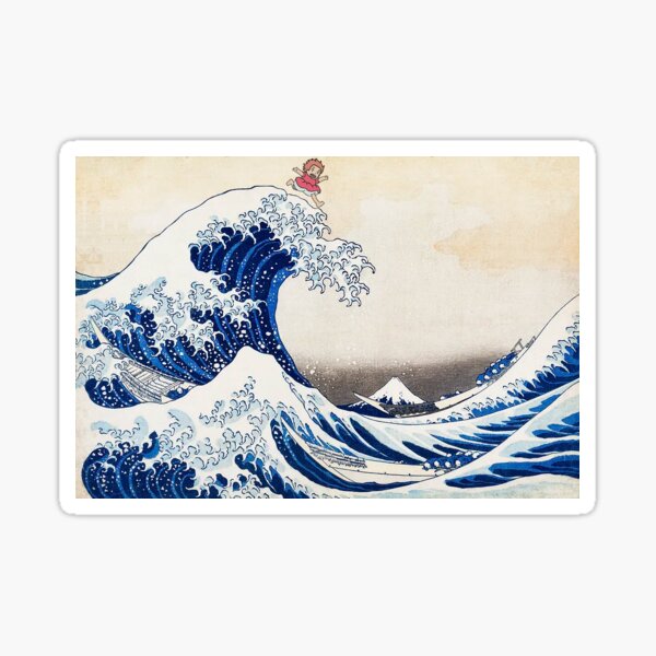 "Ponyo Riding the Waves" Sticker for Sale by AngelaGGTZ | Redbubble