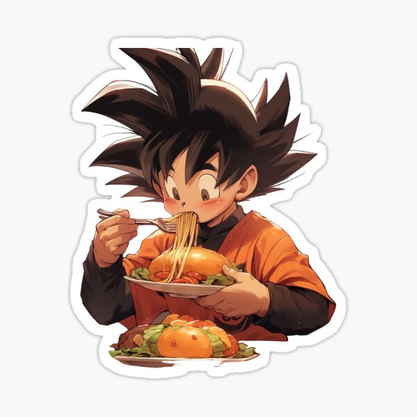 "Goku eating Food" Sticker for Sale by KLYPStickers | Redbubble