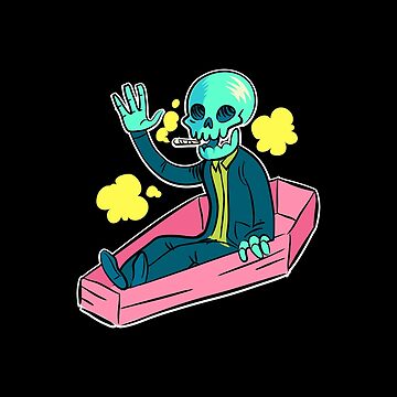 "Skeleton Smoking Weed In A Coffin (Minimal Version)" Sticker for Sale ...