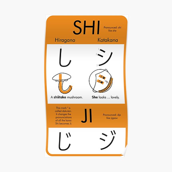 "Learning Hiragana & Katakana - Shi & Ji" Poster by AnNuttin | Redbubble