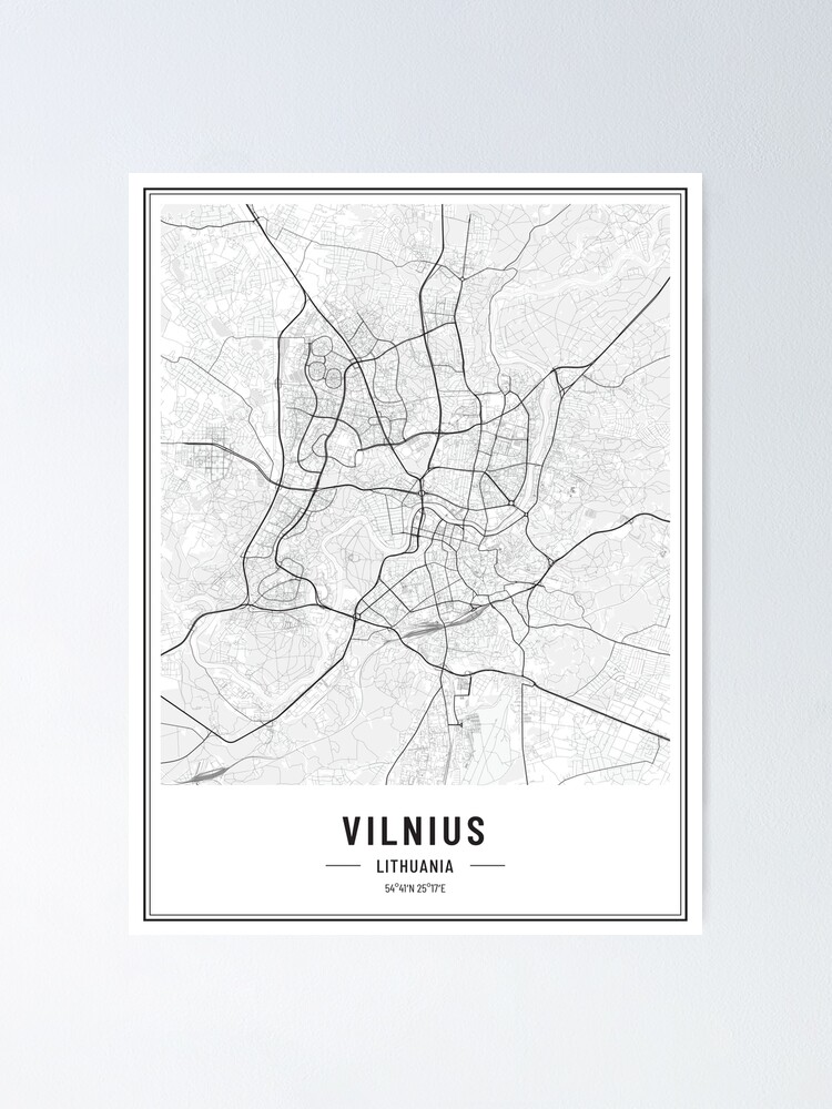 "Lithuania, Vilnius City Map" Poster for Sale by map-outfit | Redbubble
