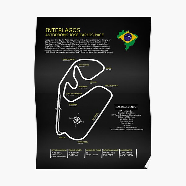 "Interlagos Circuit - Autodromo Jose Carlos Pace" Poster for Sale by ...