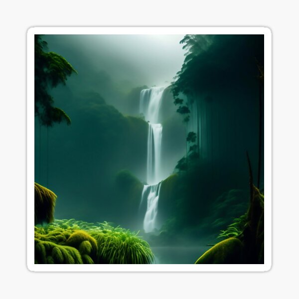 "Amazon Rainforest waterfall digital print" Sticker for Sale by dcrc ...