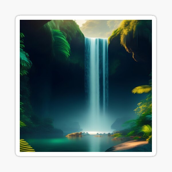 "amazon rainforest waterfall digital print" Sticker for Sale by dcrc ...