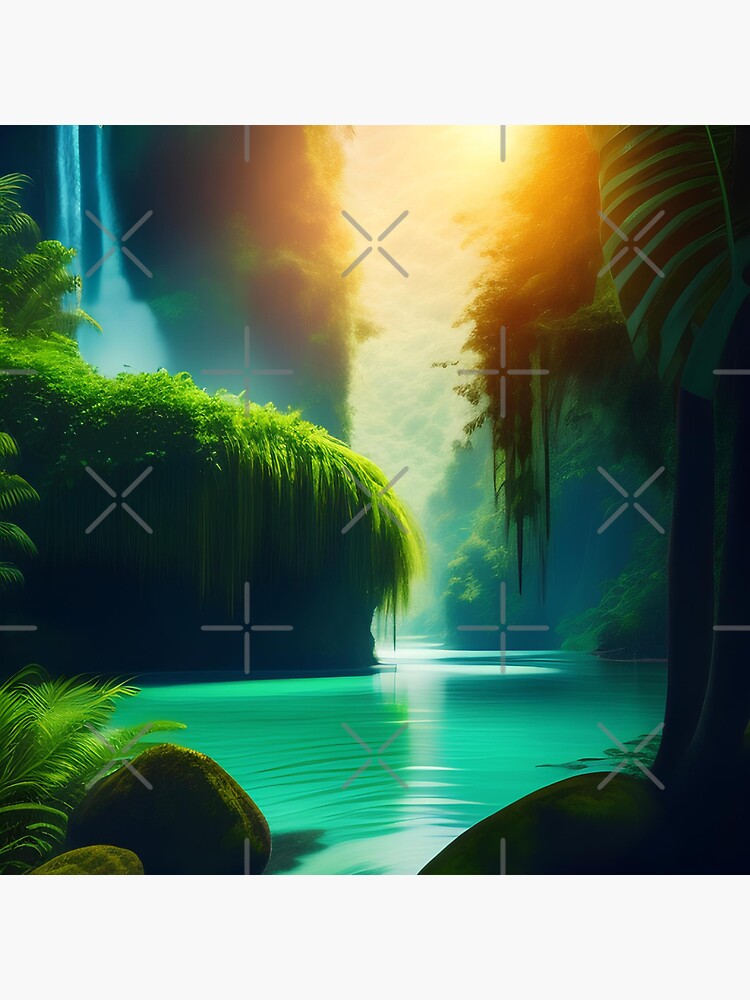 "amazon rainforest waterfall digital print" Sticker for Sale by dcrc ...