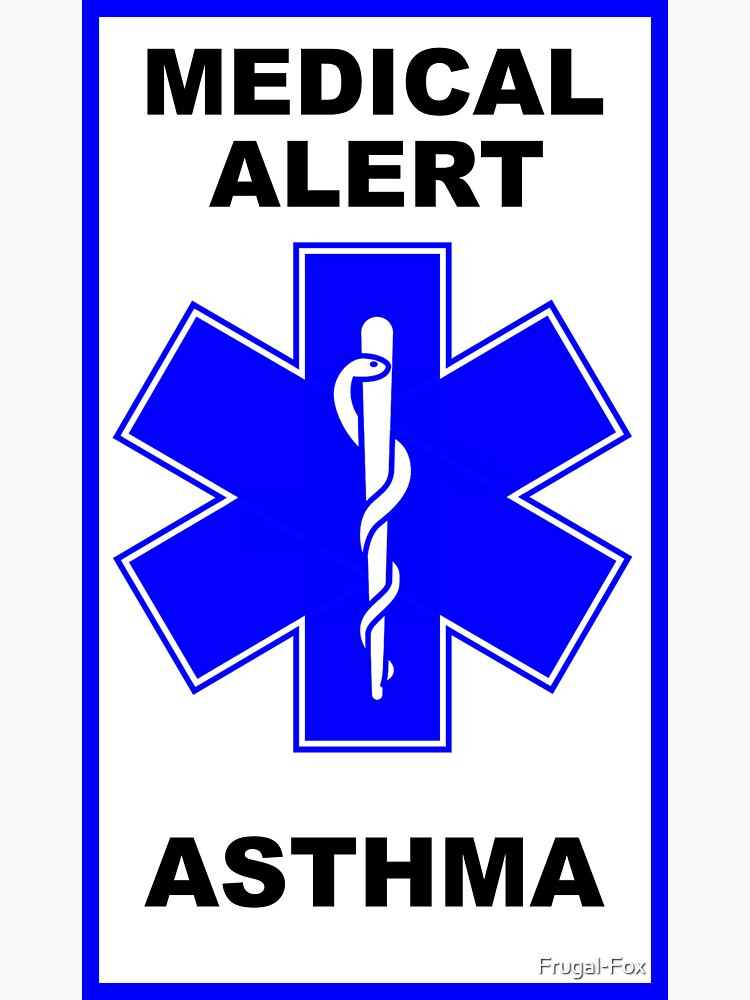 "ASTHMA Medical Alert Awareness Blue" Sticker for Sale by Frugal-Fox ...