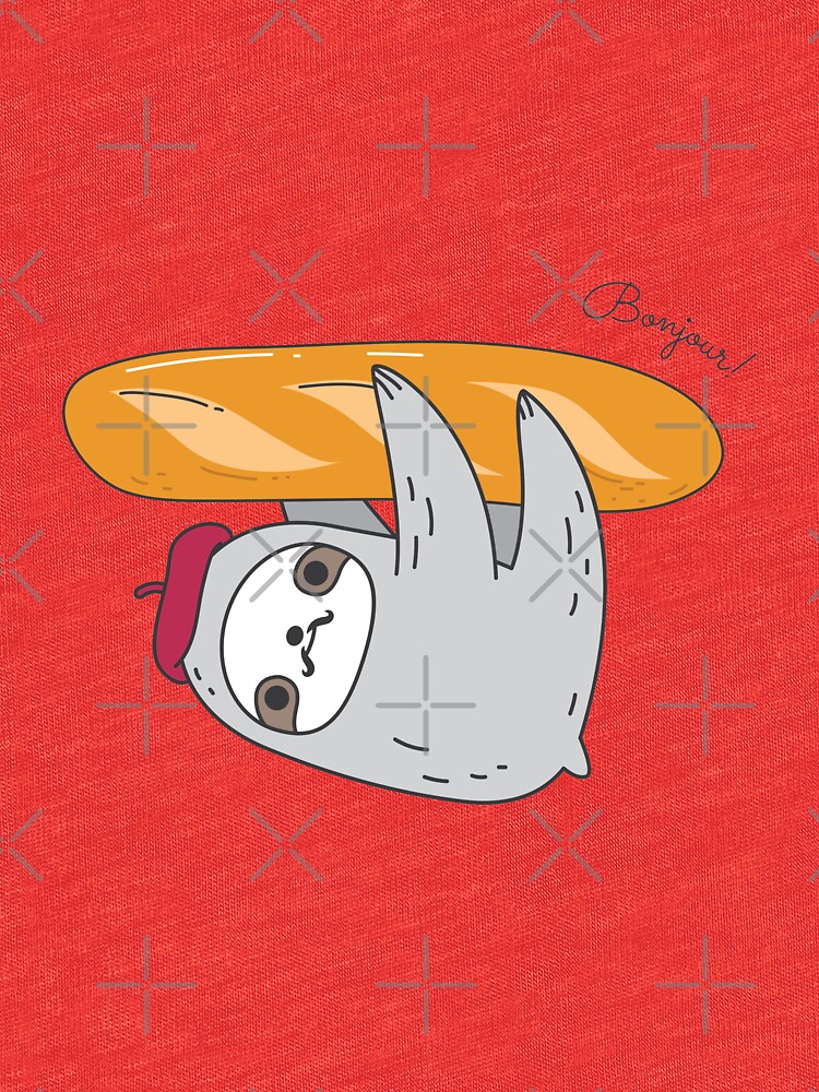 "French sloth with baguette" T-shirt by Miri-Noristudio | Redbubble